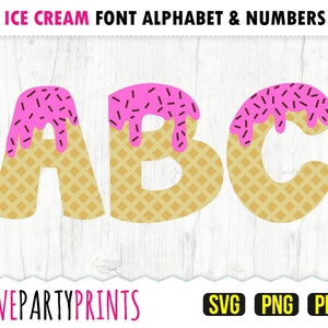 ICE CREAM FONT Svg, Png and Pdf Files, 300dpi High Quality, Silhouette ...
