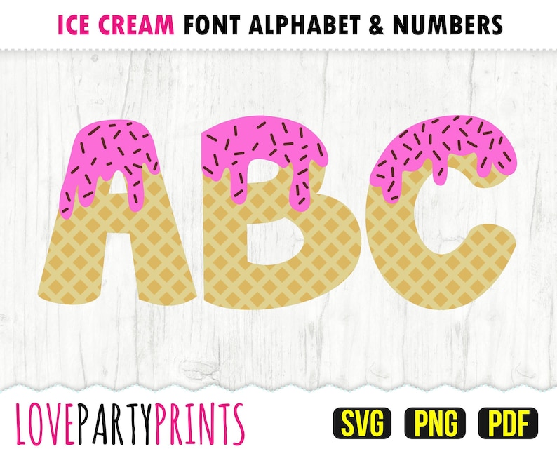 ICE CREAM FONT Svg, Png and Pdf Files, 300dpi High Quality, Silhouette ...