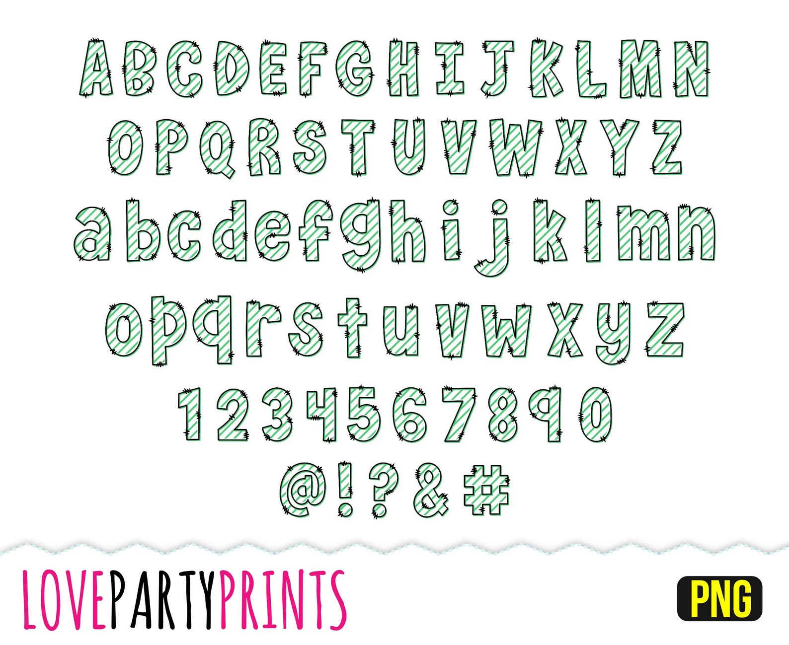 Emerald Green Letters Numbers Doodle Bundle, Uppercase & Lowercase ...