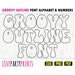 Groovy Outline Font SVG, PNG, Pdf, Full Alphabet and Numbers, Retro ...