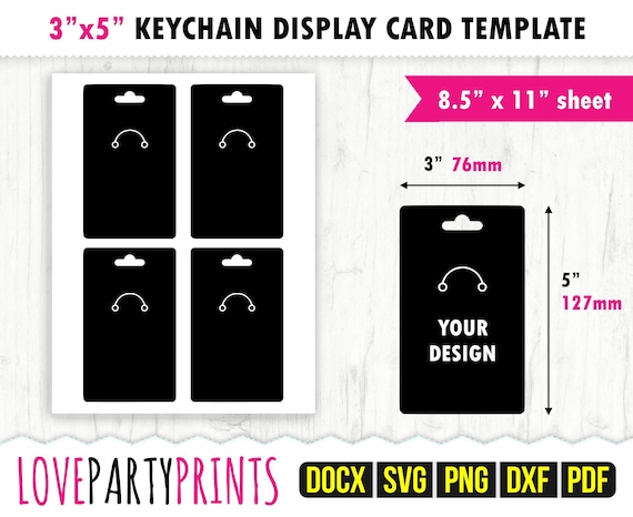 Keychain Display Card Template SVG PDF Png Dxf Blank - Etsy