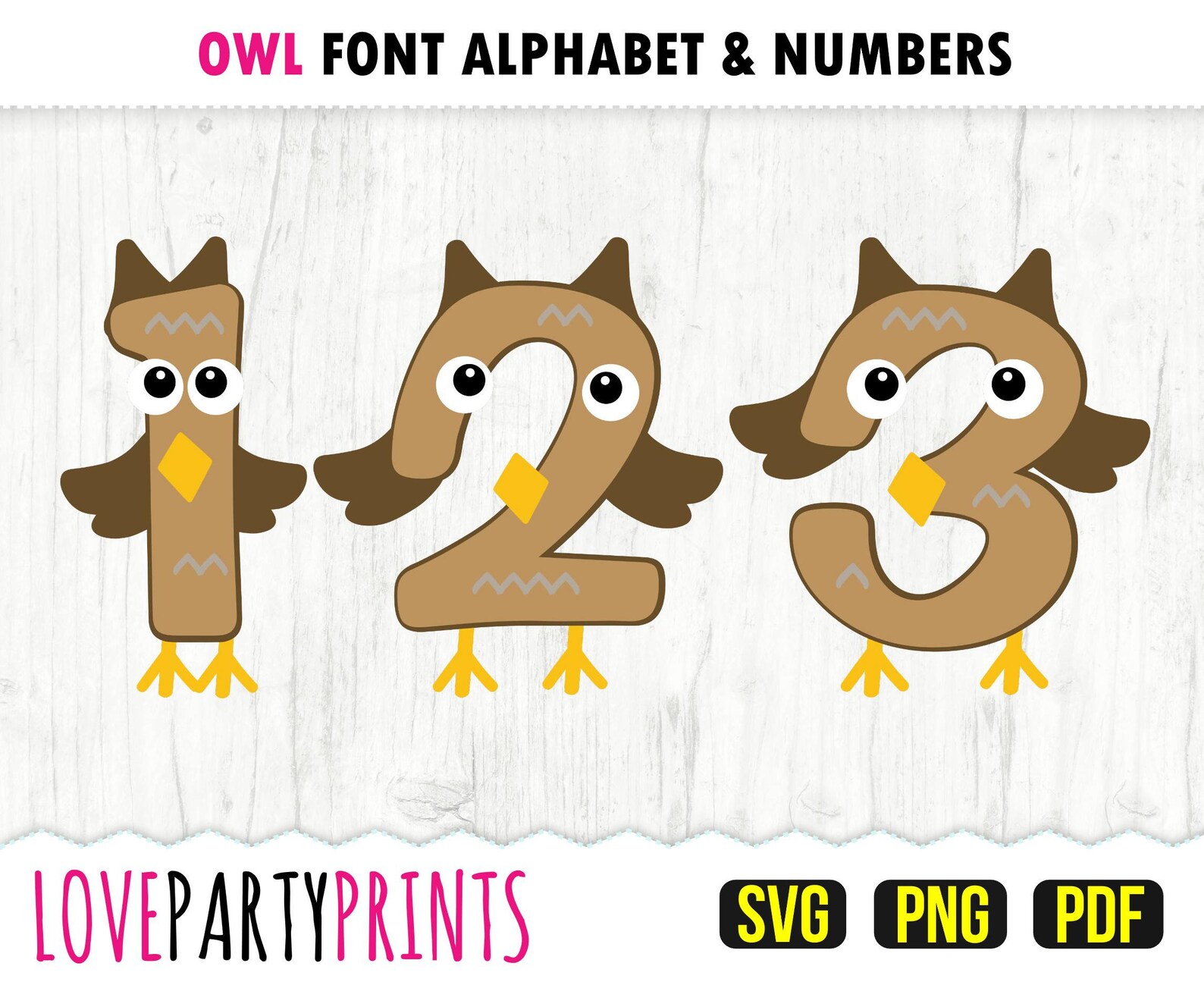 OWL FONT SVG Png and Pdf Files Owl Alphabet Owl Numbers - Etsy UK