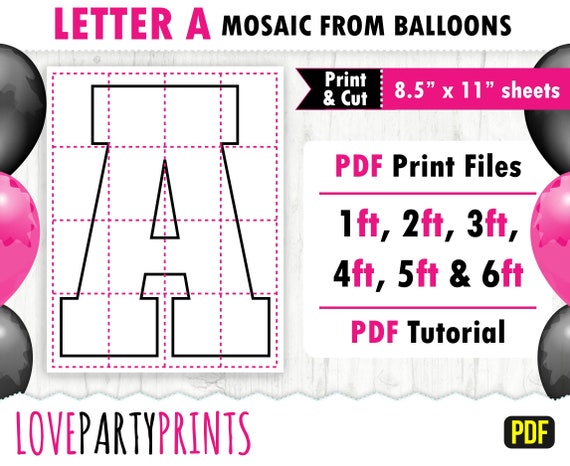 Square Letter A Mosaic From Balloons Mosaic Template 1ft - Etsy