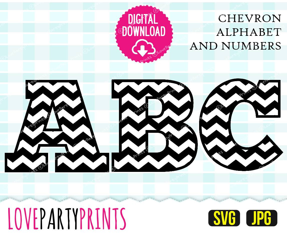CHEVRON ALPHABET and Numbers SVG and Jpg 300dpi High Quality - Etsy