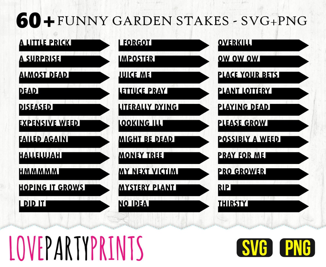 Funny Plant Stakes SVG Bundle PNG Bundle 60 SVG Cut Files - Etsy