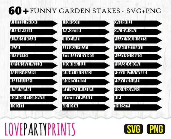 Funny Plant Stakes SVG Bundle PNG Bundle 60 SVG Cut Files - Etsy
