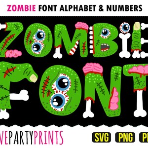 Zombie Font SVG PNG Pdf Full Alphabet and Numbers Zombie - Etsy UK
