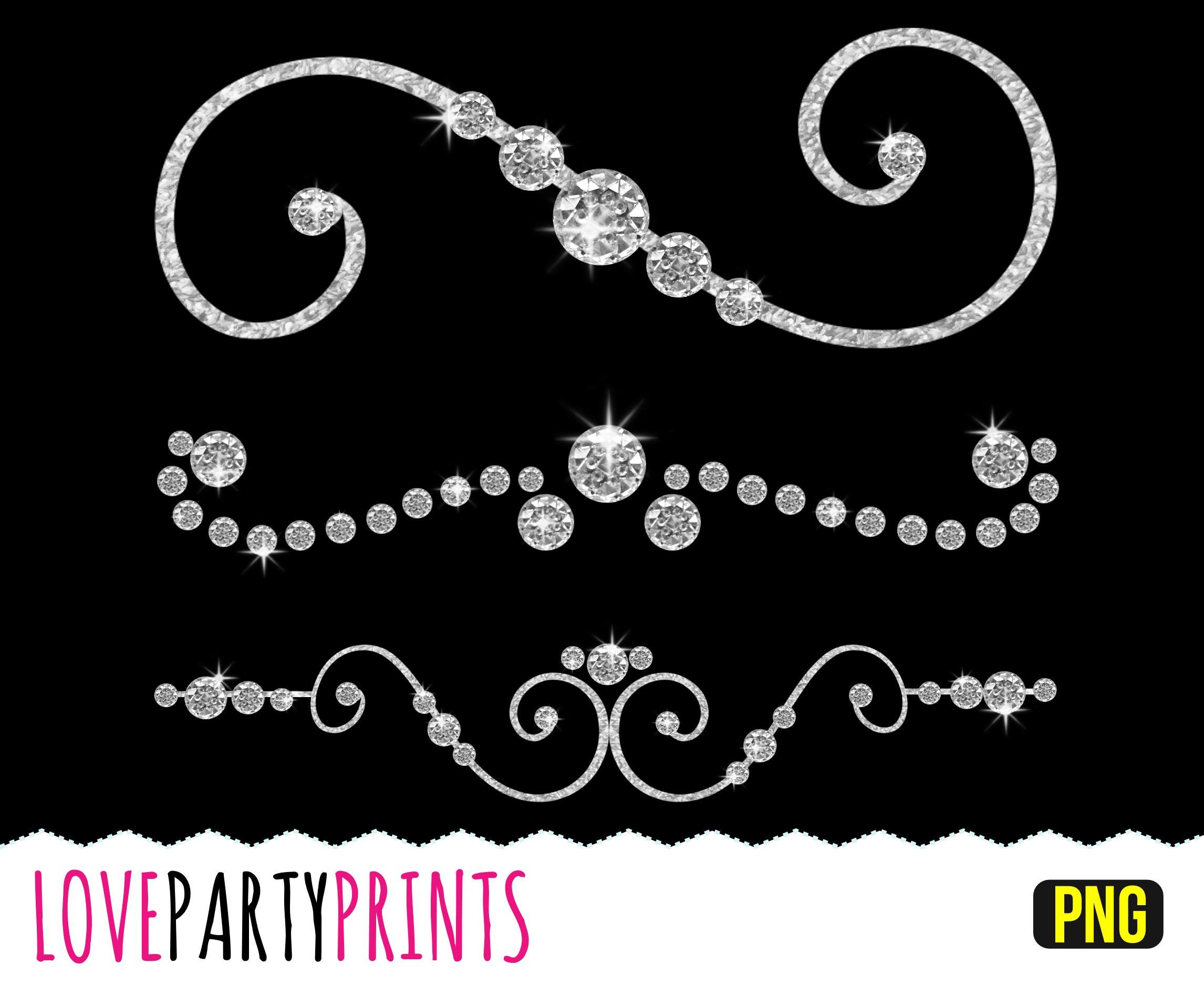 Diamond Borders Clipart, PNG Files, Diamond Confetti Clipart, Gems ...
