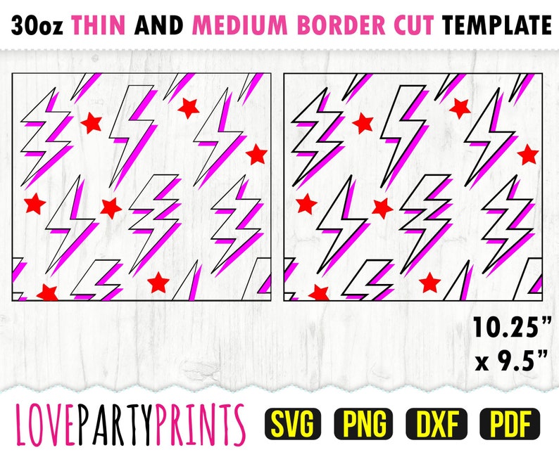 Lightning Burst Template SVG, DXF, PNG, Pdf, 30 Oz Skinny Tumbler ...