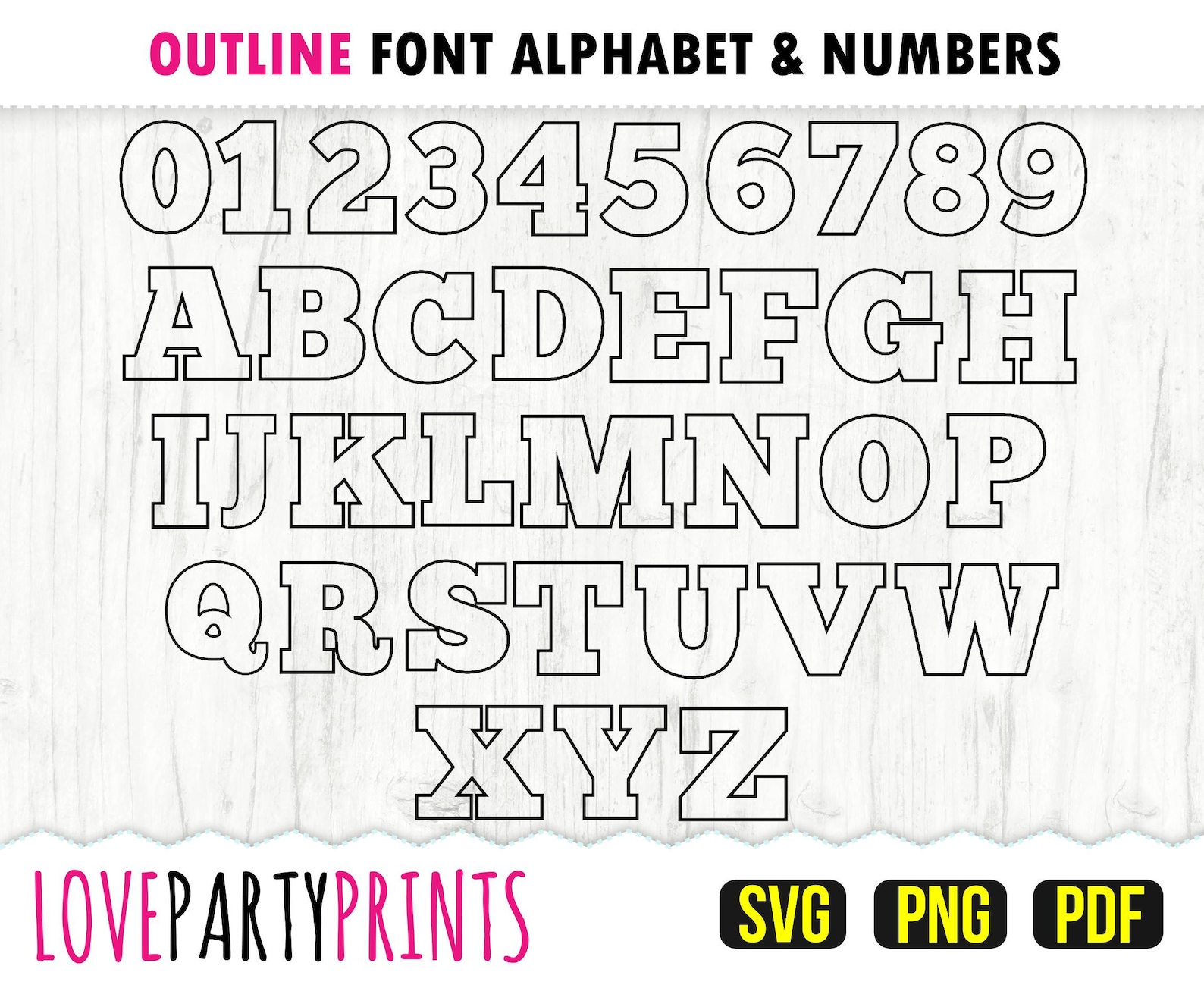 OUTLINE LETTERS and Numbers SVG Png and Pdf Files 300dpi - Etsy UK