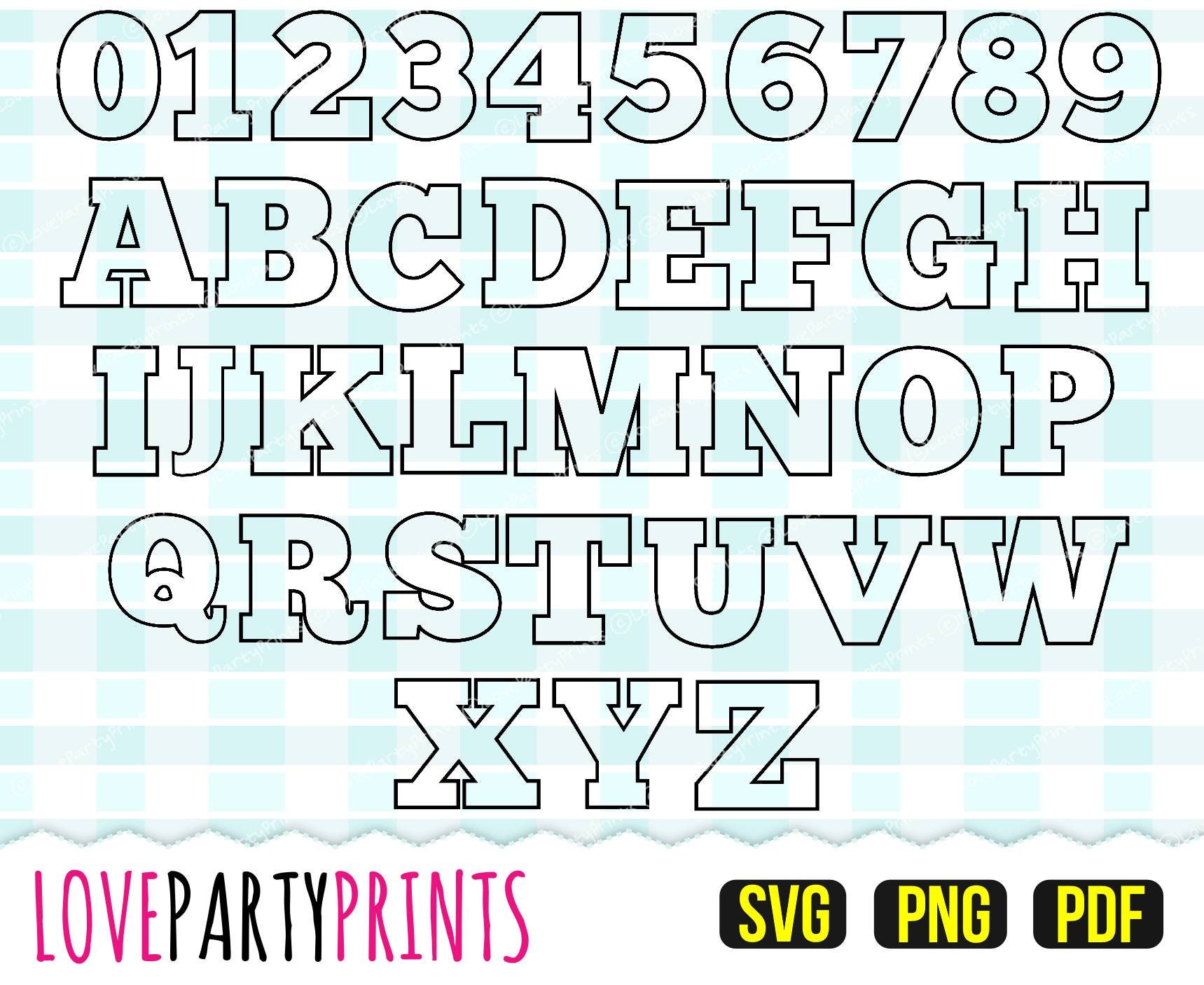 OUTLINE LETTERS and Numbers SVG Png and Pdf Files 300dpi | Etsy