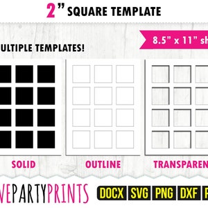 2inch Square Template SVG, PDF, Png, Dxf, Blank Square Template, Ms ...