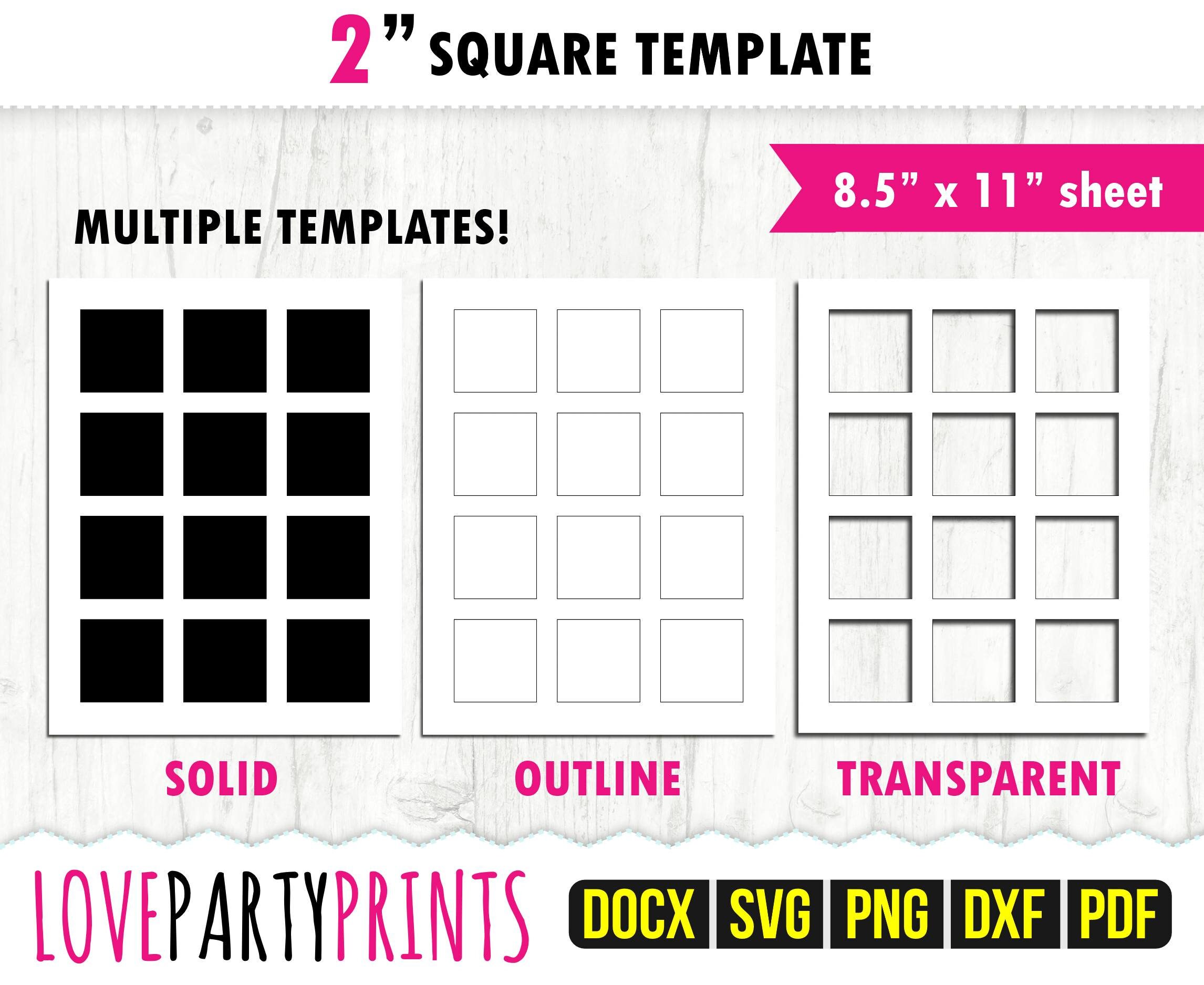 2inch Square Template SVG, PDF, Png, Dxf, Blank Square Template, Ms ...
