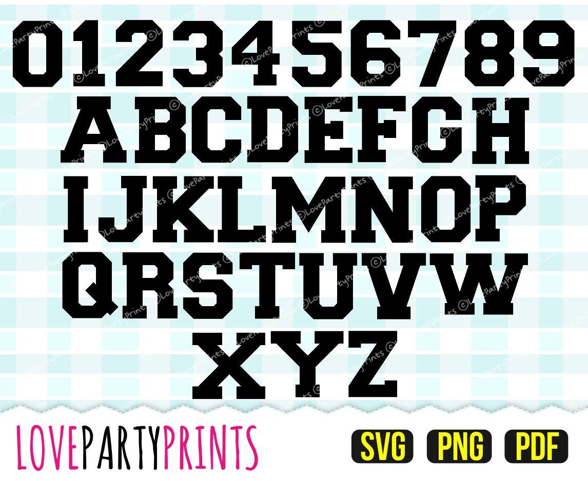 VARSITY LETTERS and Numbers SVG Png and Pdf Files 300dpi - Etsy