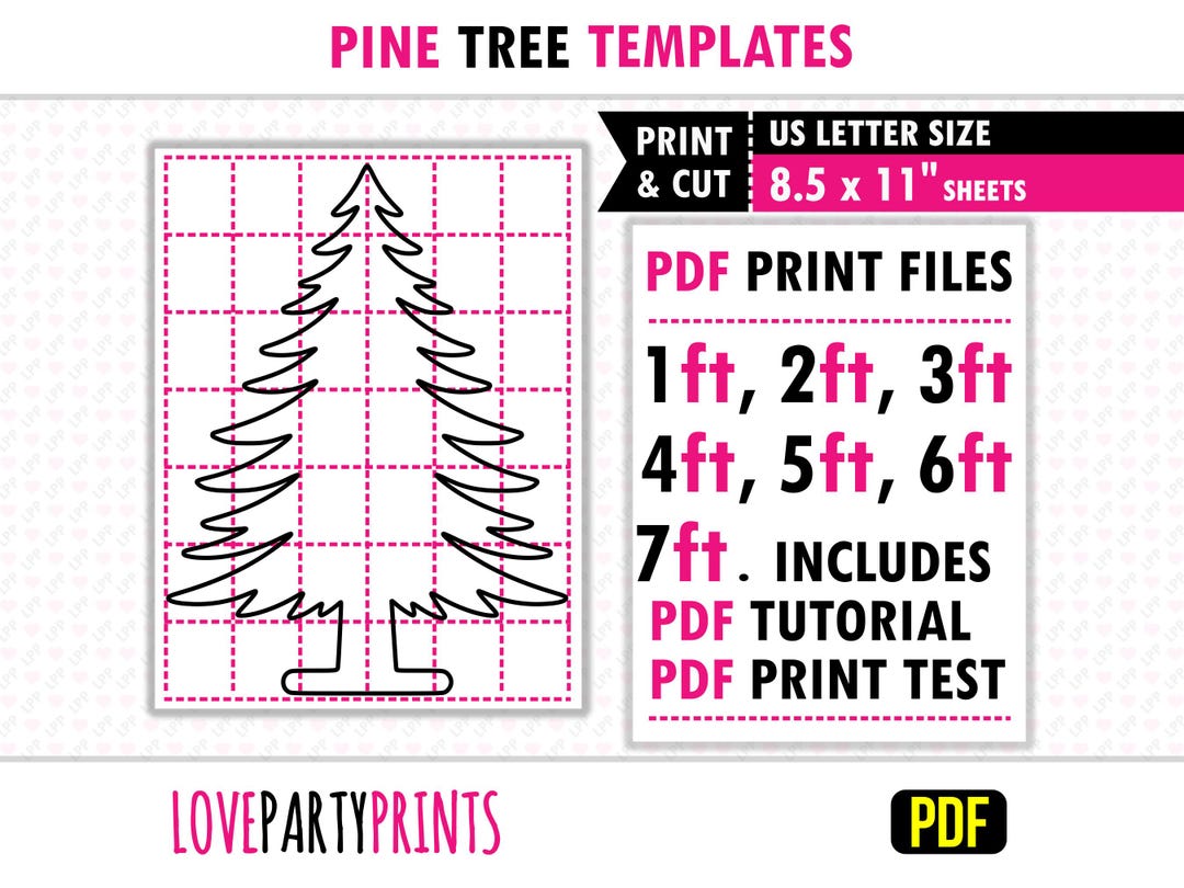 1ft - 7ft Christmas Tree PDF Template, Trace & Cut Templates, Life Size ...