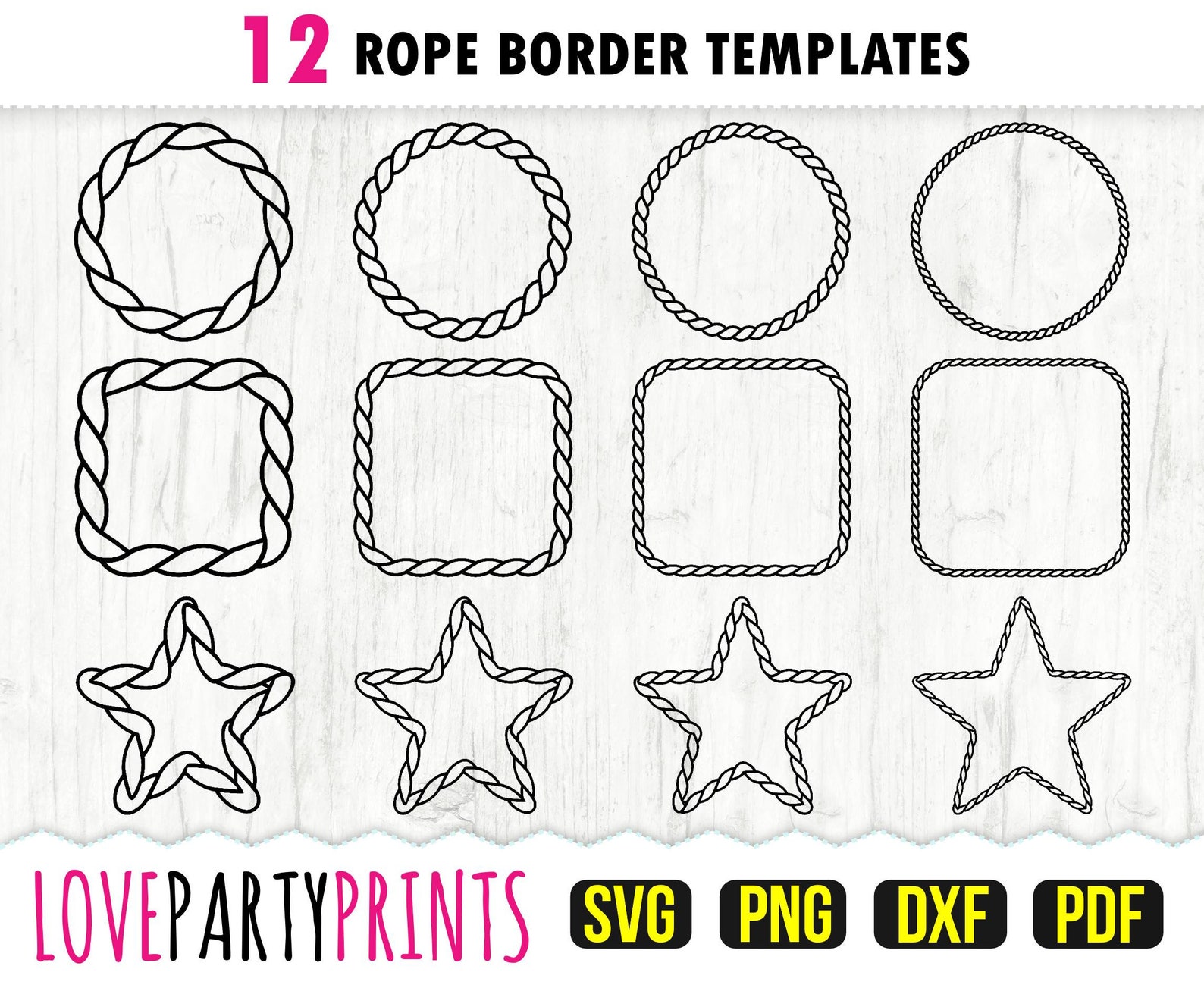 Rope Frame Border SVG DXF PNG Pdf Rope Border Svg Western - Etsy