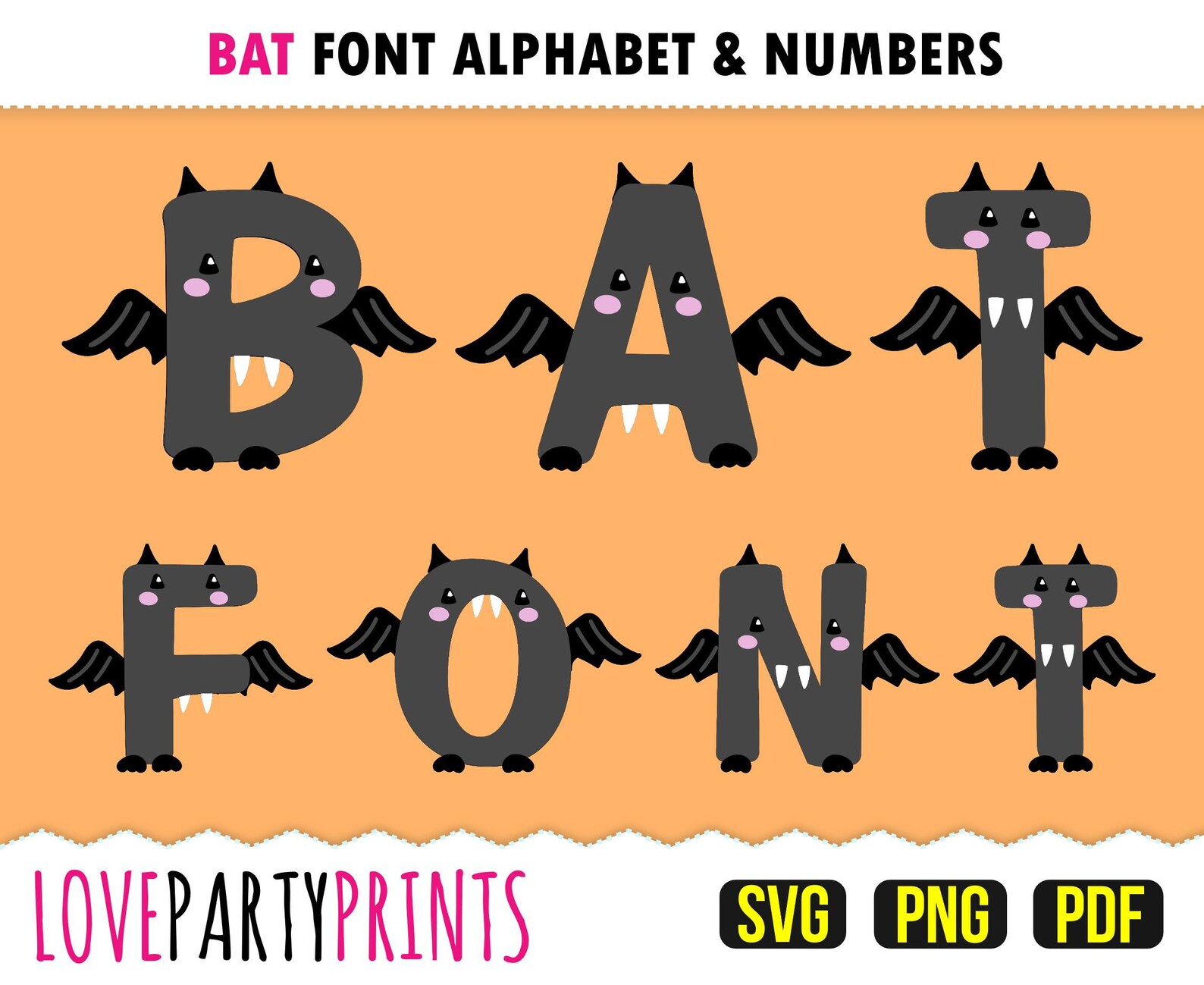 BAT FONT SVG Png Pdf Halloween Png Letters Bat Png Font - Etsy