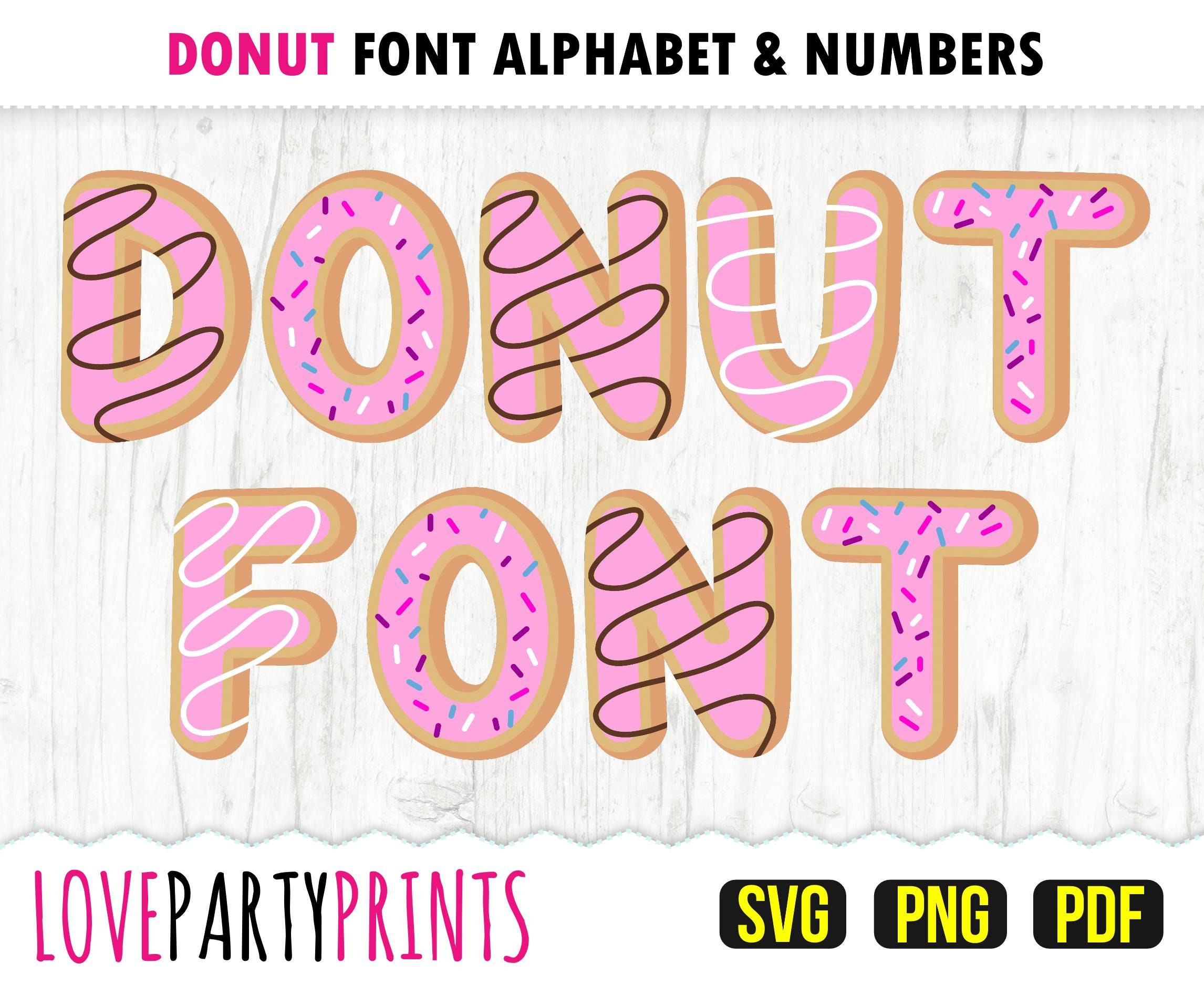 DONUT FONT SVG Png en Pdf bestanden 300dpi Hoge Kwaliteit - Etsy België