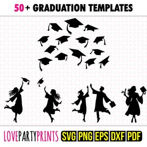 Graduation SVG Bundle, Png, Eps, Dxf, Pdf, 50+ SVG Cut Files, Laser Cut ...
