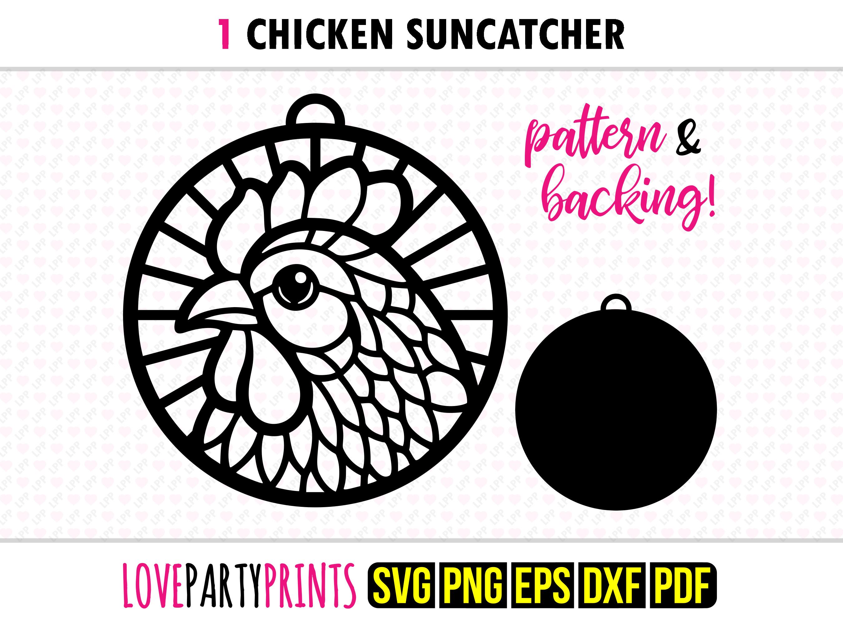 Chicken Suncatcher SVG, Dxf, Png,pdf, Eps, Farm Mother Hen Window ...