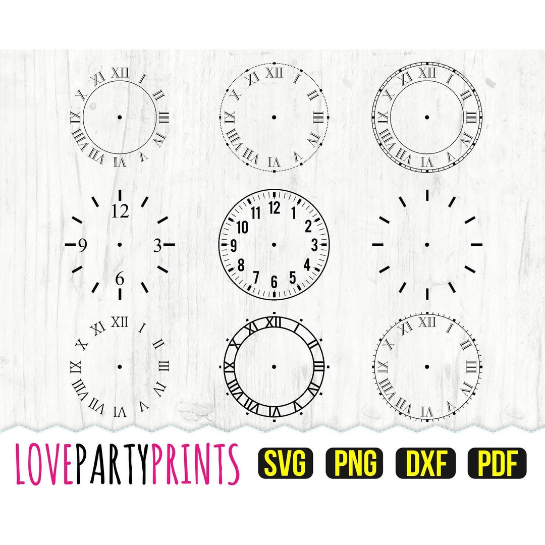 9 Clock Face Svg, DXF, PNG, PDF, 9 Clock Faces Svg, Printable Vector ...