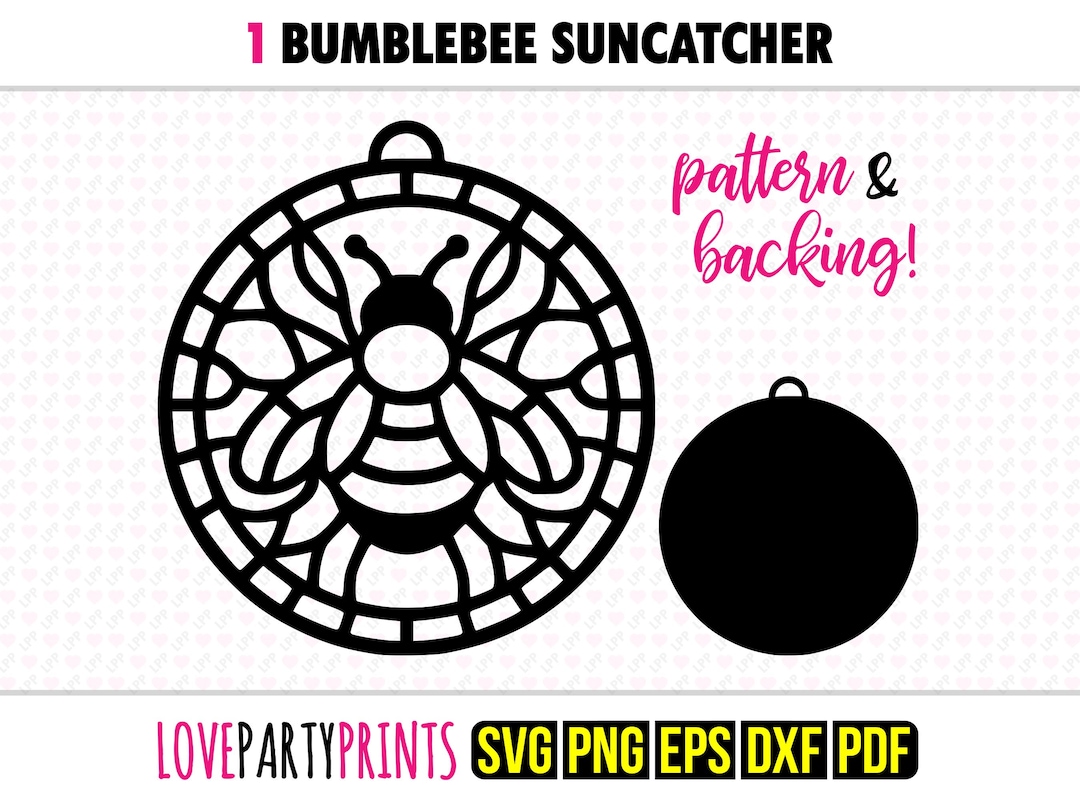 Bumblebee Suncatcher SVG, Dxf, Png, Pdf, Eps, Bee Window Ornament Sun ...
