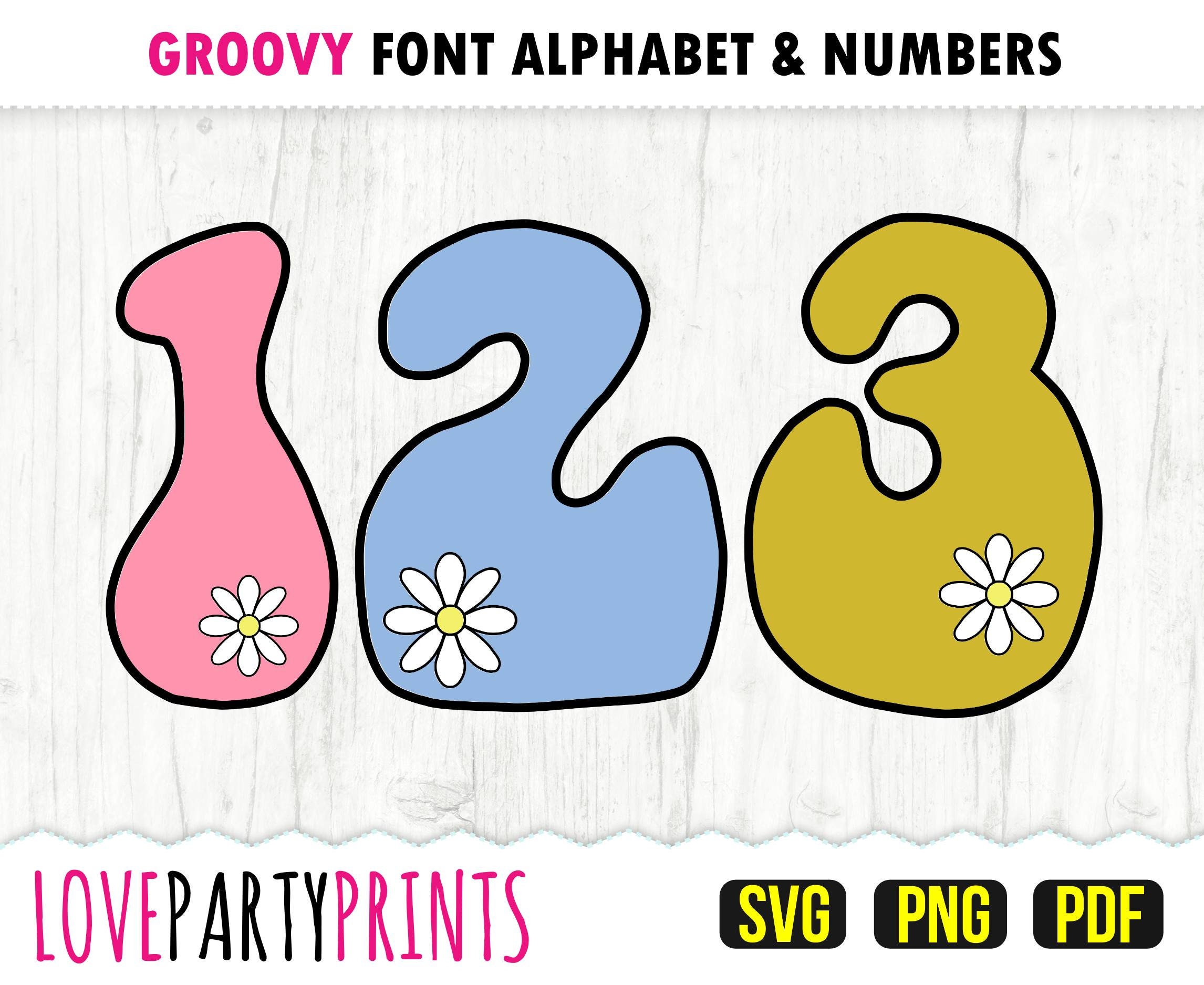 Groovy Font SVG PNG Pdf Full Alphabet and Numbers Retro - Etsy