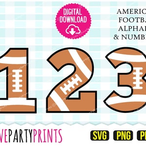 AMERICAN FOOTBALL Letters and Numbers SVG, Png and Pdf Files, 300dpi ...