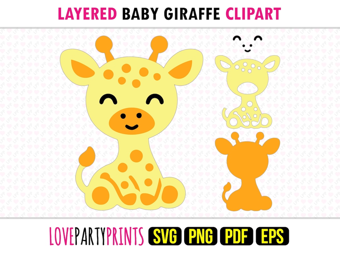 Sitting Baby Giraffe Clipart SVG, PNG EPS Pdf, Cute Safari Animals Clip ...