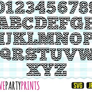 CHEVRON ALPHABET and Numbers SVG and Jpg, 300dpi High Quality, Create ...