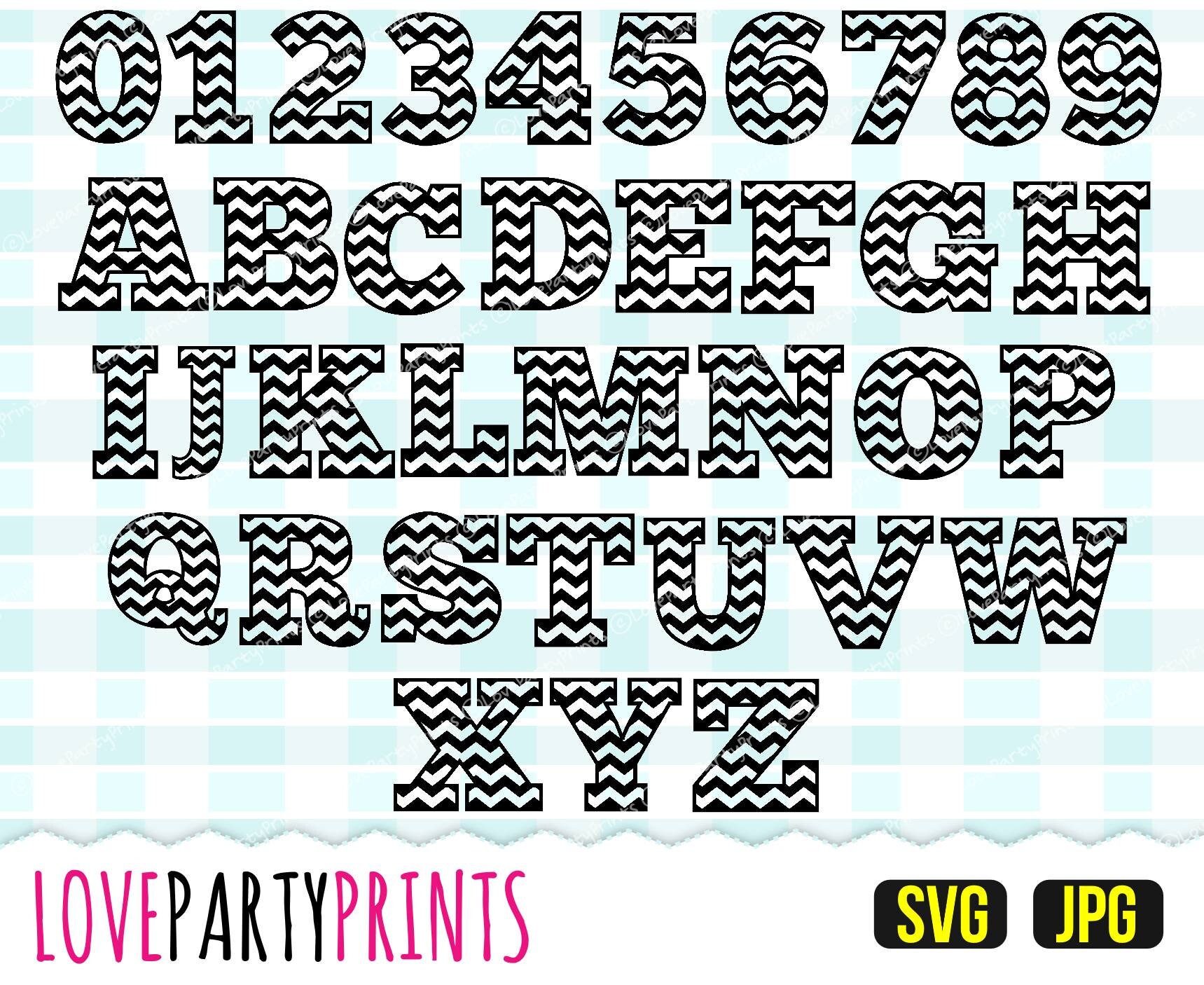 CHEVRON ALPHABET and Numbers SVG and Jpg 300dpi High Quality - Etsy