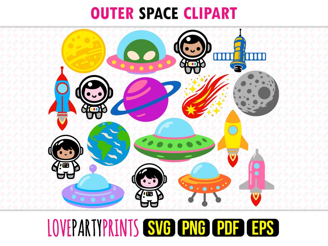 Kids Outer Space Clipart SVG, PNG EPS Pdf, 17 Templates, Spaceship Ufo ...