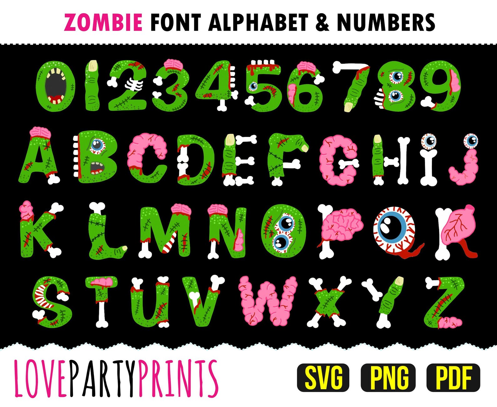Zombie Font SVG PNG Pdf Full Alphabet and Numbers Zombie - Etsy UK