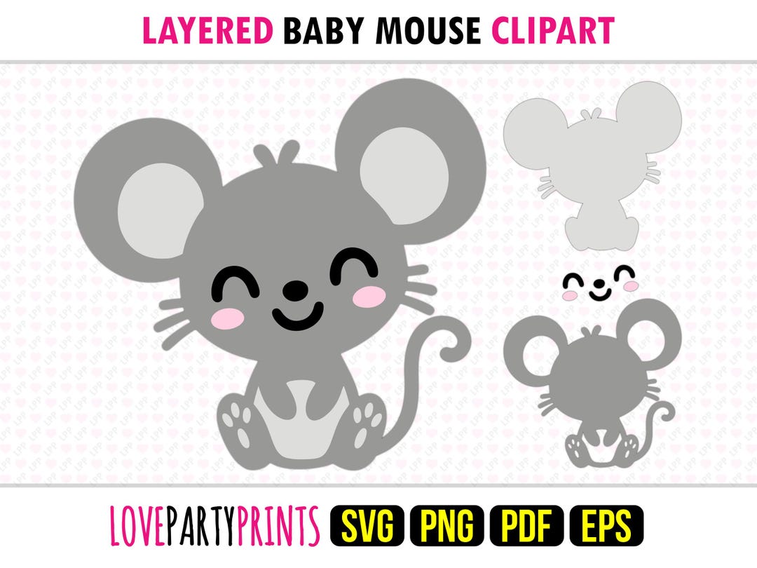 Sitting Baby Mouse Clipart SVG, PNG EPS Pdf, Cute Safari Animals Clip ...