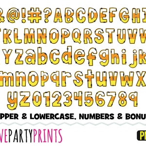Candy Corn Alphabet Doodle PNG Font, Uppercase and Lowercase Alphabet ...