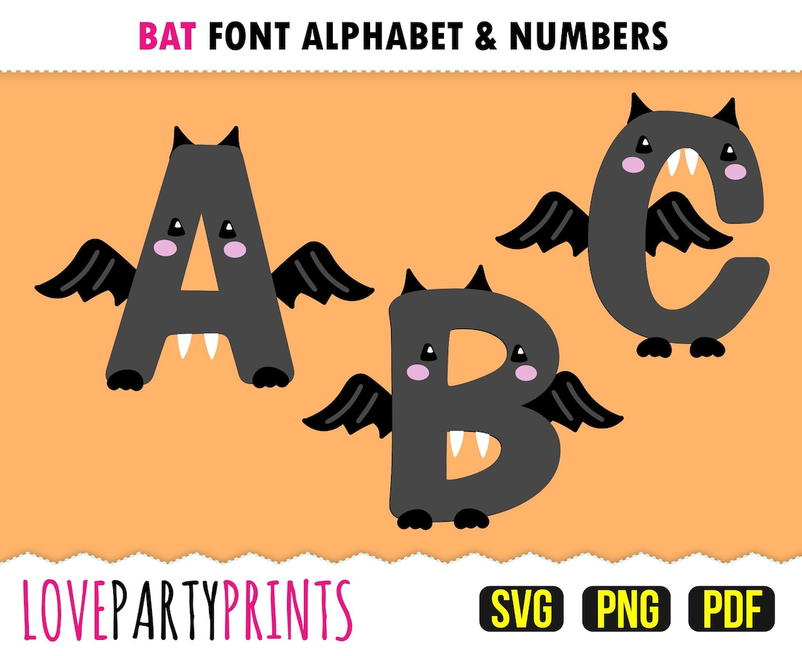 BAT FONT SVG Png Pdf Halloween Png Letters Bat Png Font - Etsy Ireland