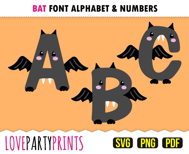 BAT FONT SVG Png Pdf Halloween Png Letters Bat Png Font - Etsy