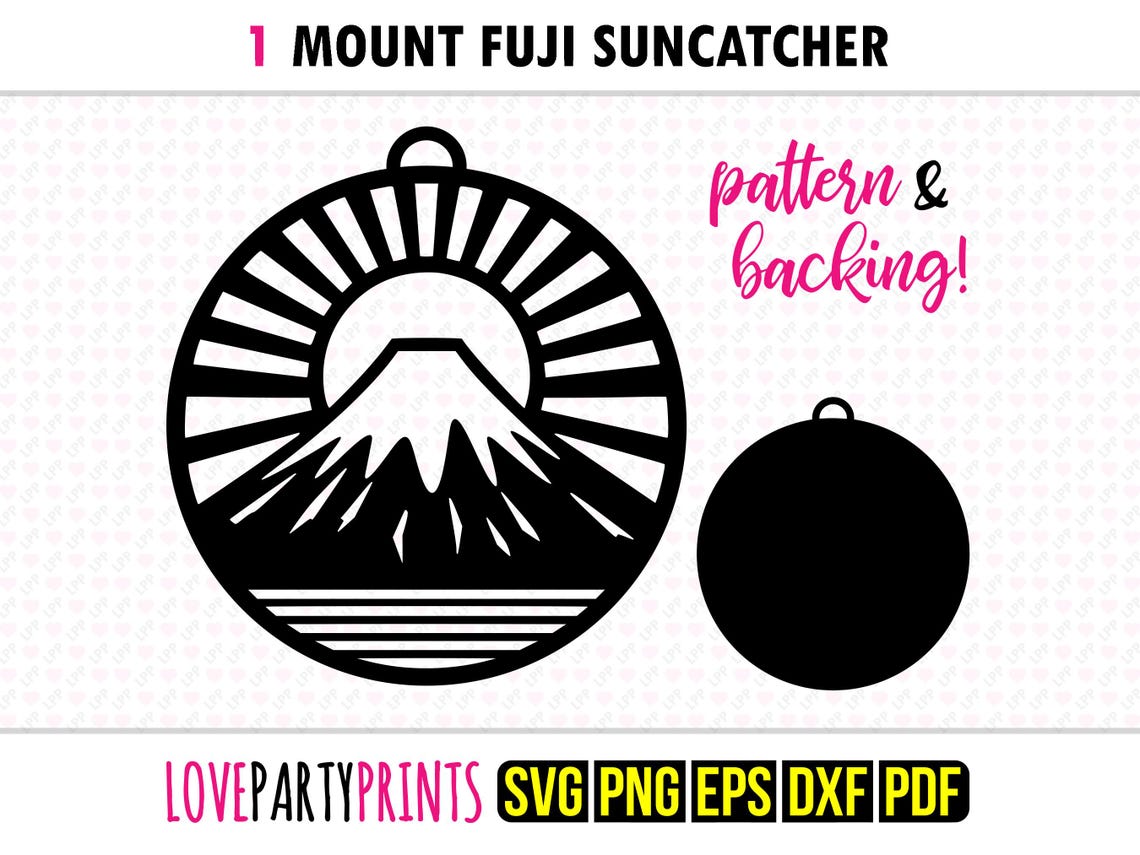 Mount Fuji Suncatcher SVG, Dxf, Png, Pdf, Eps, Japan Mountain Window ...