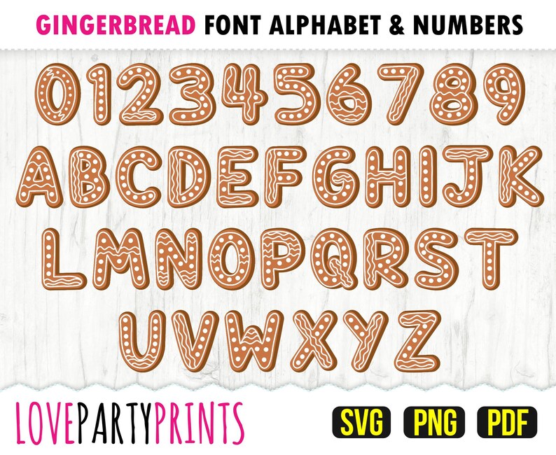 GINGERBREAD FONT SVG Png and Pdf Files 300dpi High Quality - Etsy