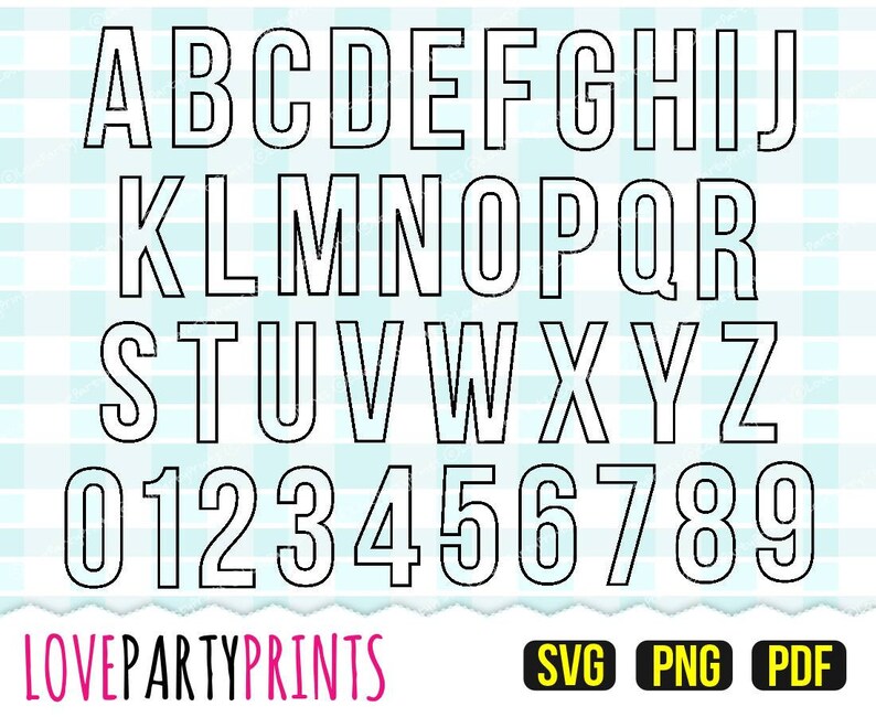 SKINNY Outline Letters and Numbers SVG Png and Pdf Files - Etsy