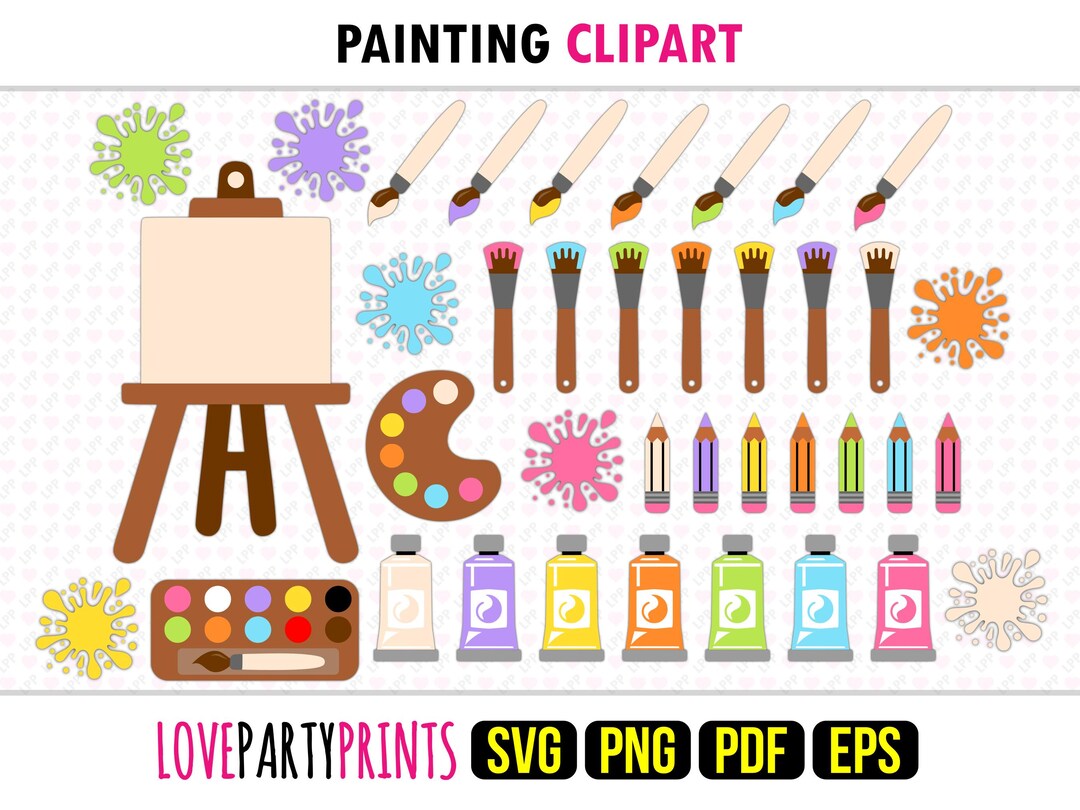 Kids Painting Clipart SVG, PNG EPS Pdf, 39 Artist Templates, Art ...