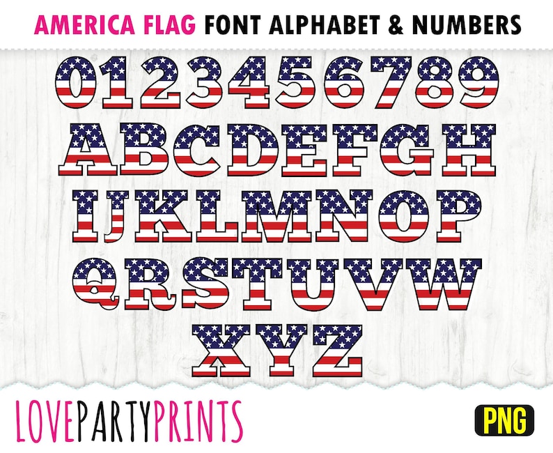 AMERICAN FLAG Alphabet and Numbers PNG Usa Alphabet Png Usa - Etsy