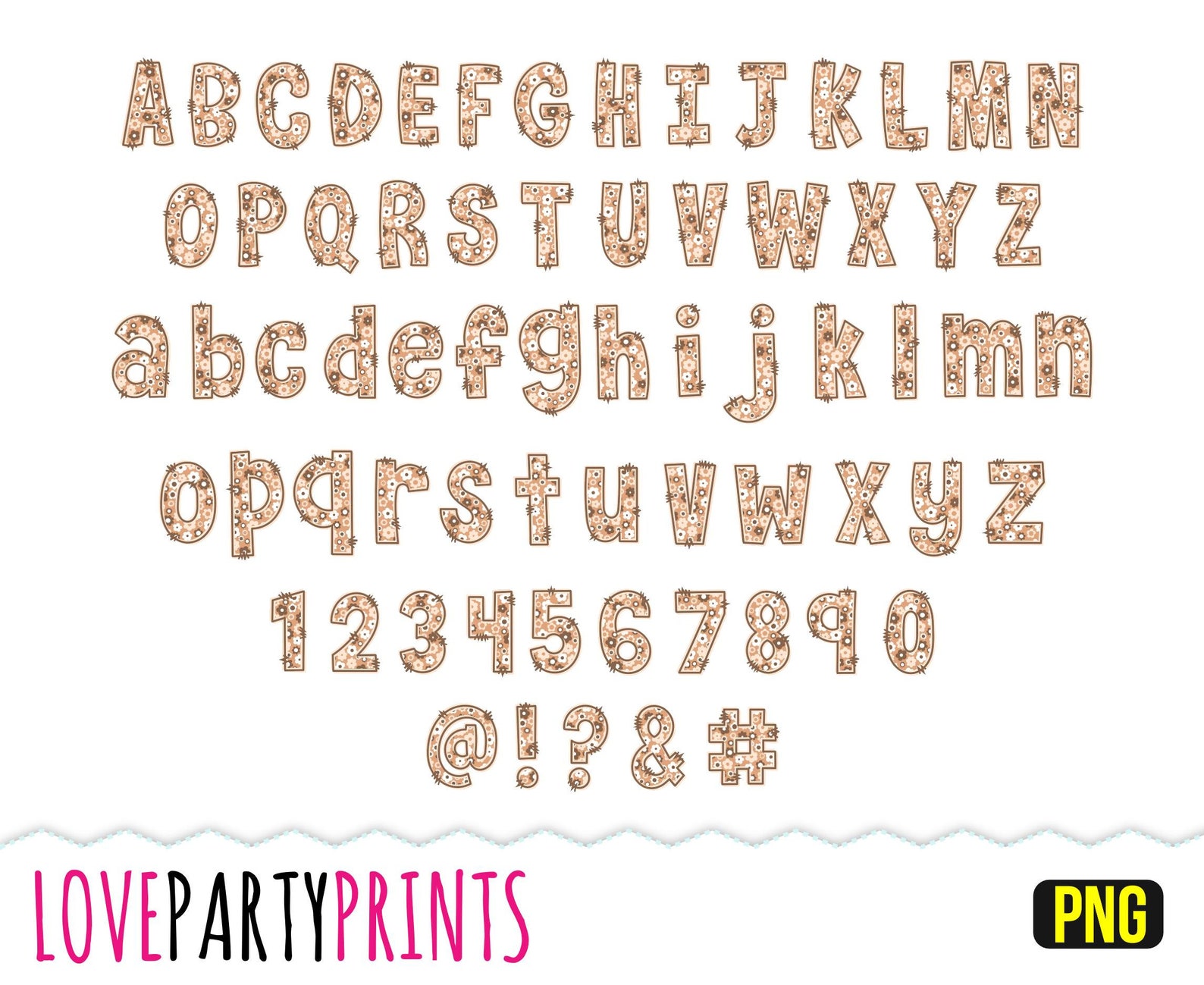 Groovy Letters Numbers Doodle PNG Font, Uppercase & Lowercase Alphabet ...