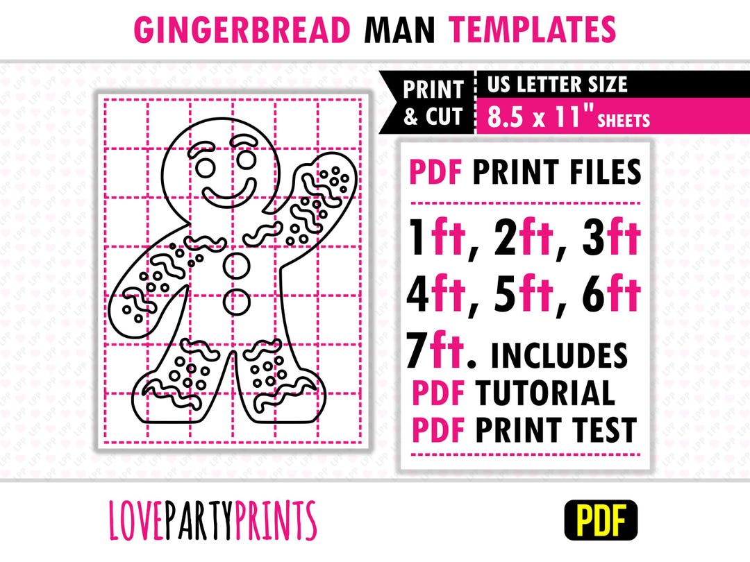 Giant Gingerbread Man Template PDF, Print and Cut Templates, Life Size ...