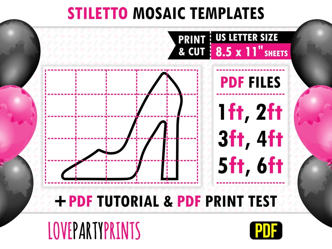 Mosaic Stiletto From Balloons Template PDF, 1ft, 2ft, 3ft, 4ft, 5ft ...