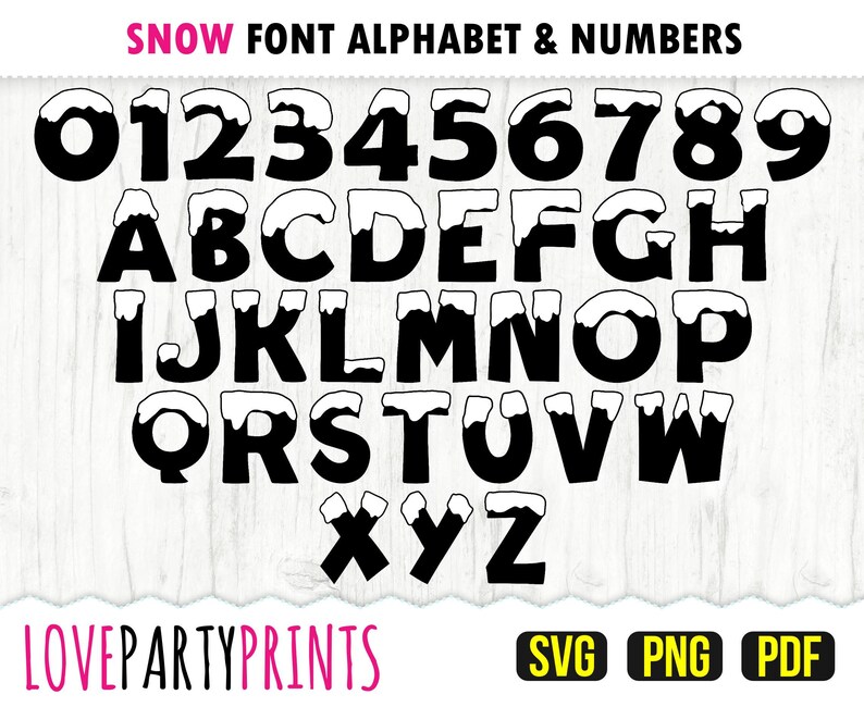 SNOW Font SVG, Png and Pdf Files, 300dpi High Quality, Silhouette ...