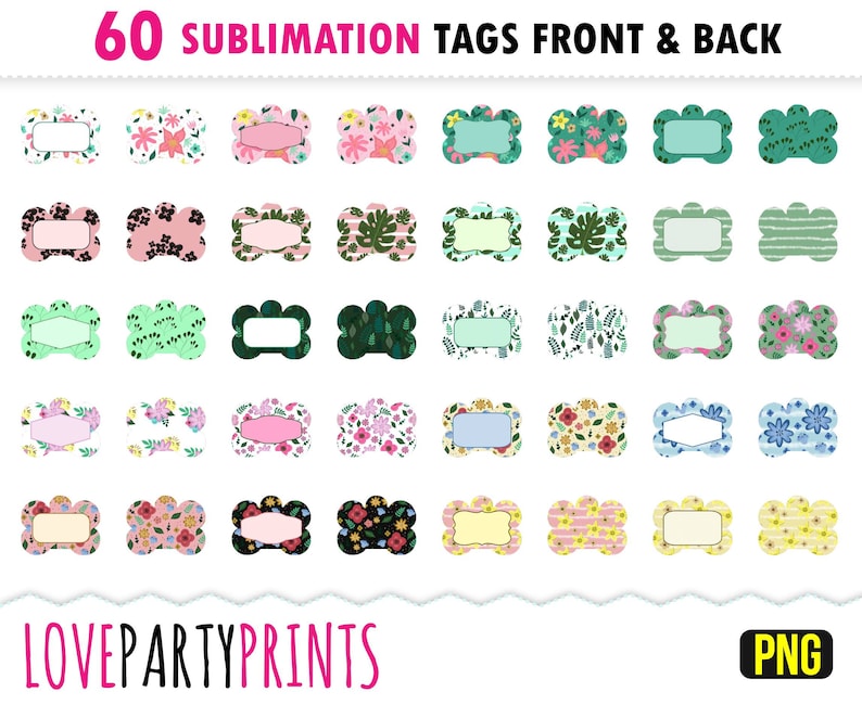 Dog Tag Sublimation PNG Bundle, Dog Bone Tag, Dog Tag Template PNG, Pet ...