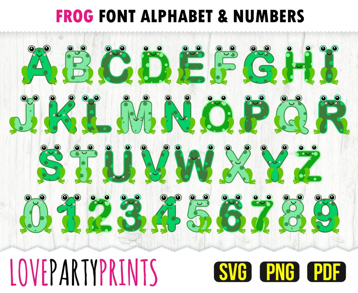 FROG FONT SVG Png and Pdf Files 300dpi High Quality - Etsy