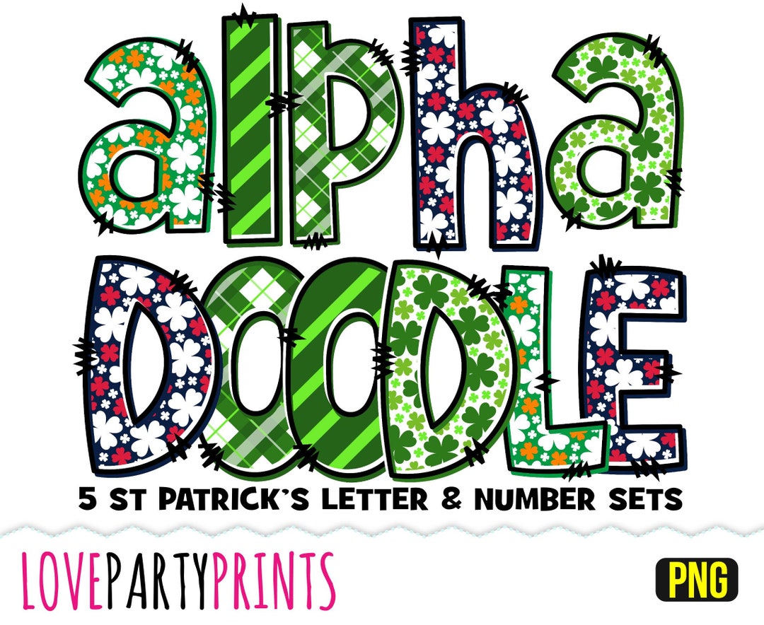Patricks Day Letters and Numbers PNG Bundle Uppercase & - Etsy