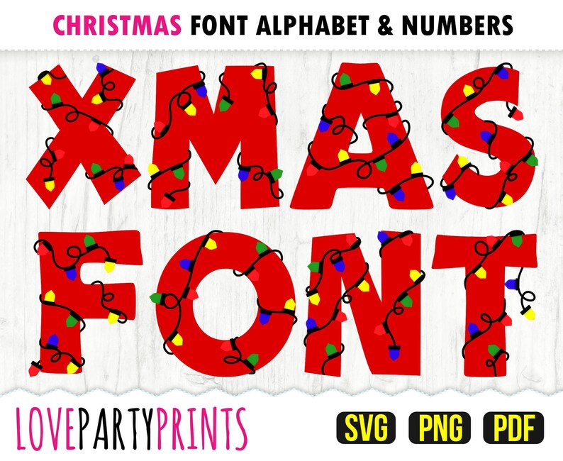CHRISTMAS FONT SVG Png and Pdf Files 300dpi High Quality - Etsy